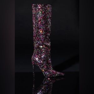 Azalea Wang | Shoes | Azalea Wang Izzy Embellished Boot In Multi | Poshmark